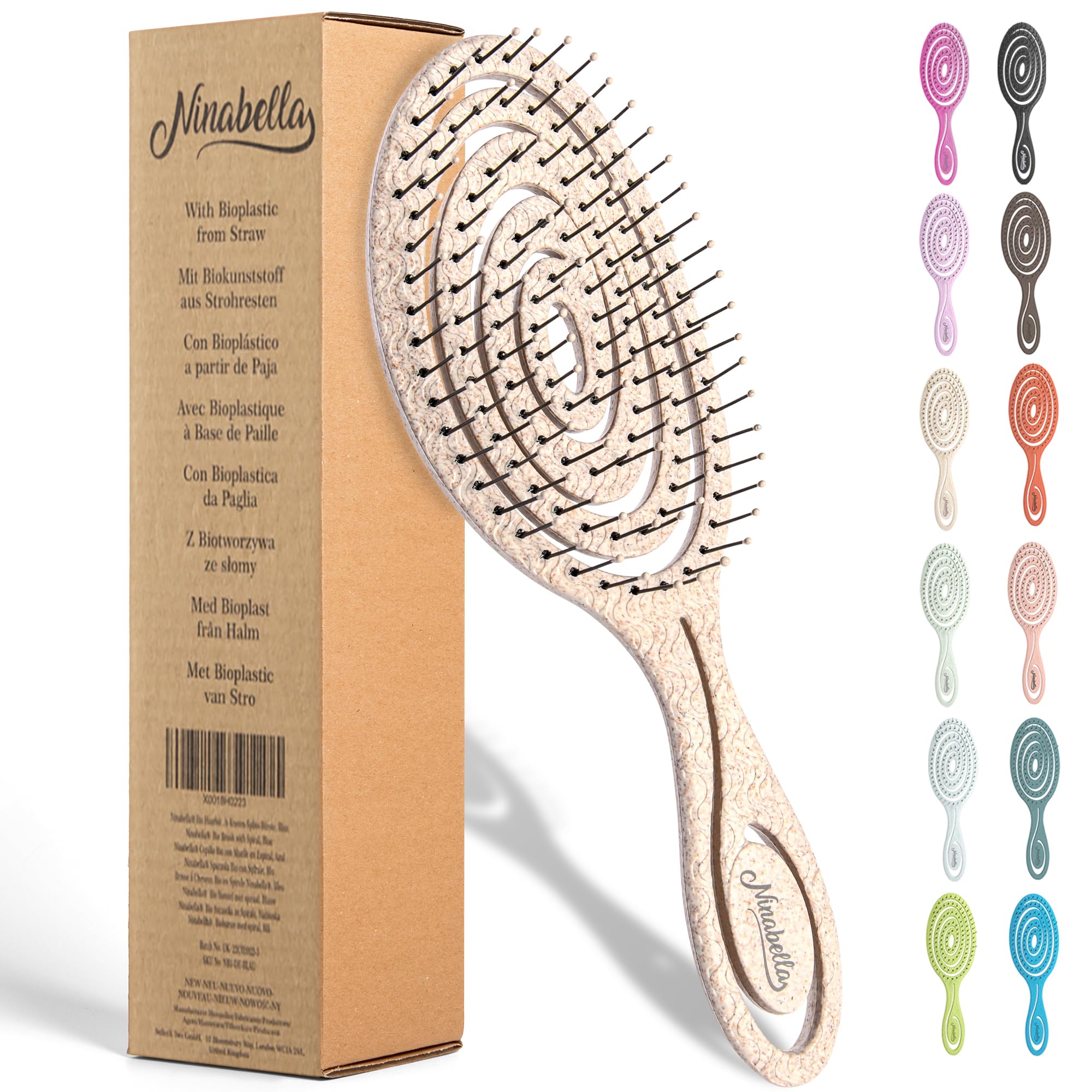 CALA Eco Straw Resin 9" Oval Detangling Hair Brush, Beige - Walmart.com