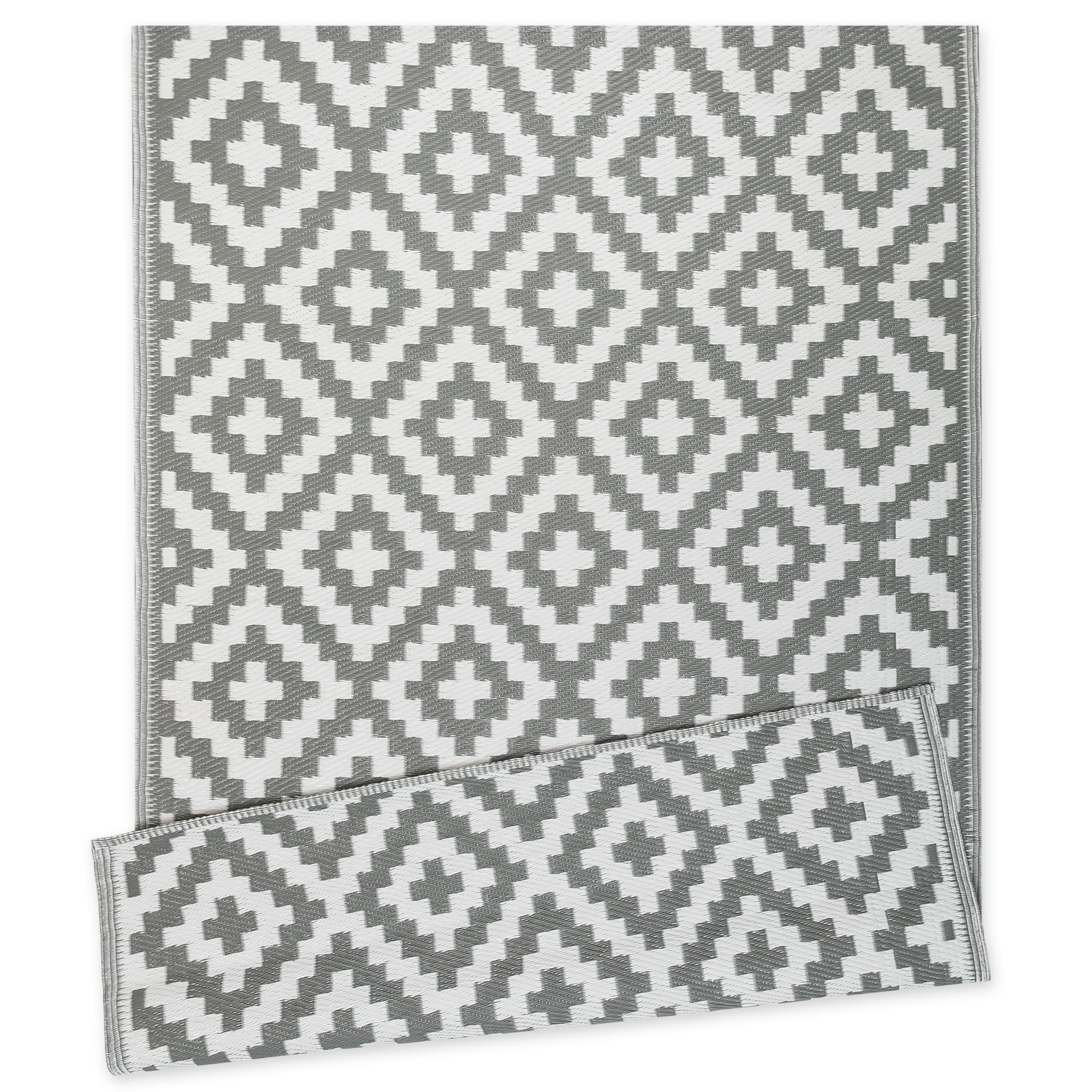 Ninamar Indoor/Outdoor Patio Rug – Diamond Gray – 5'x7'- Reversible ...
