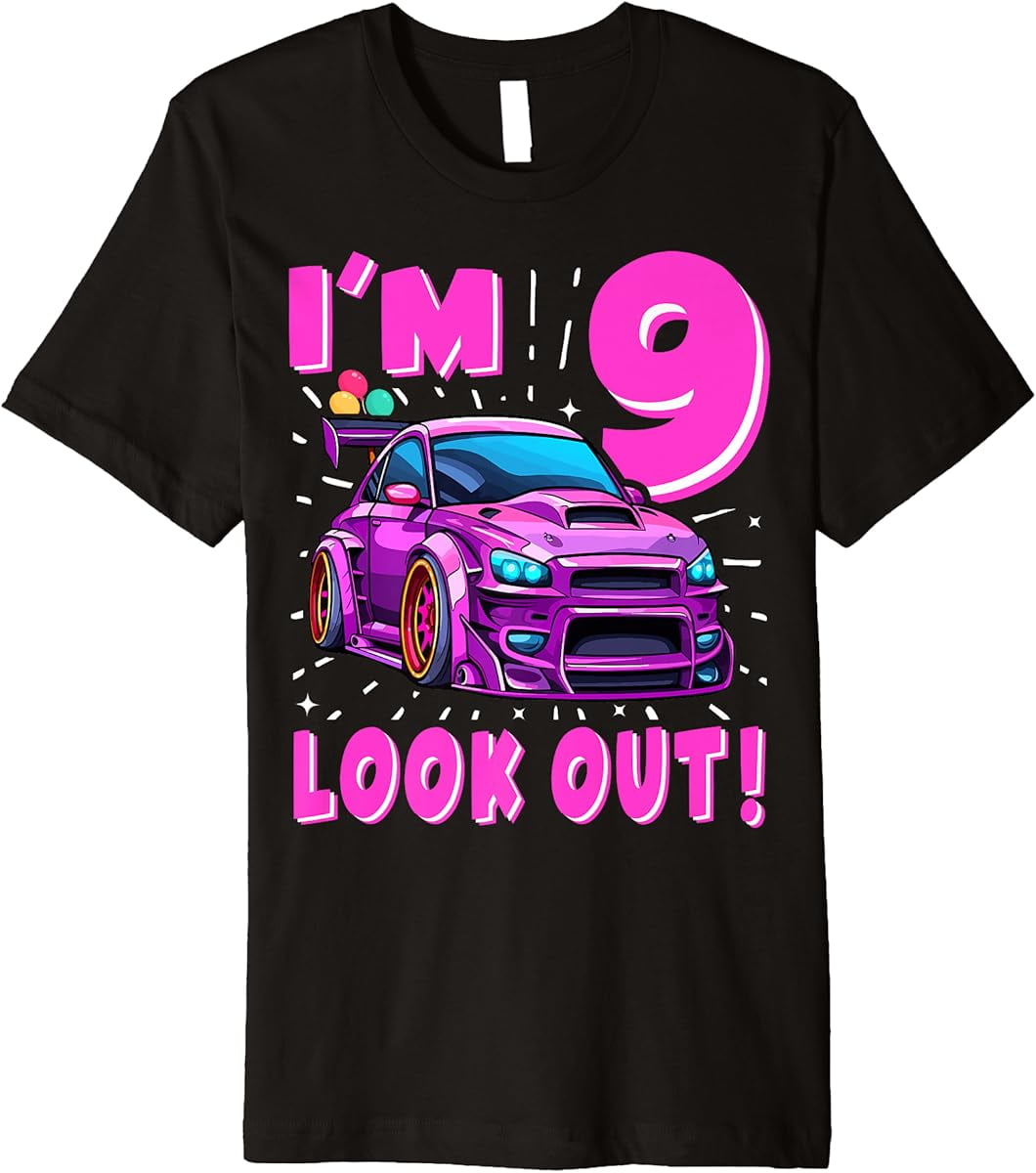 Nine 9Th Birthday Race Car 9 Years Old Car Racing Premium Unisex Men ...