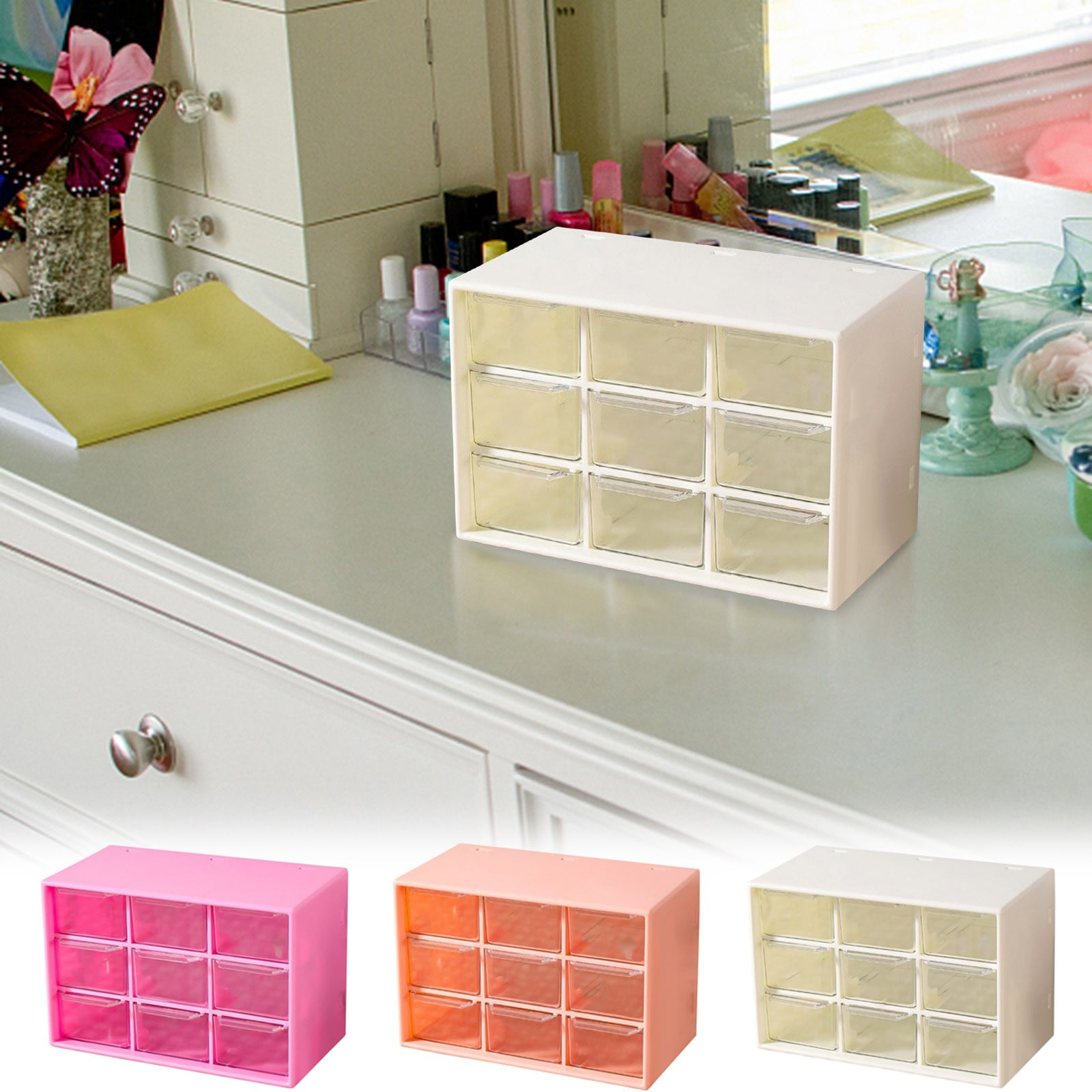 Nine Drawer Storage Organizer Box Stationery Jewelry Cosmetics Storage ...