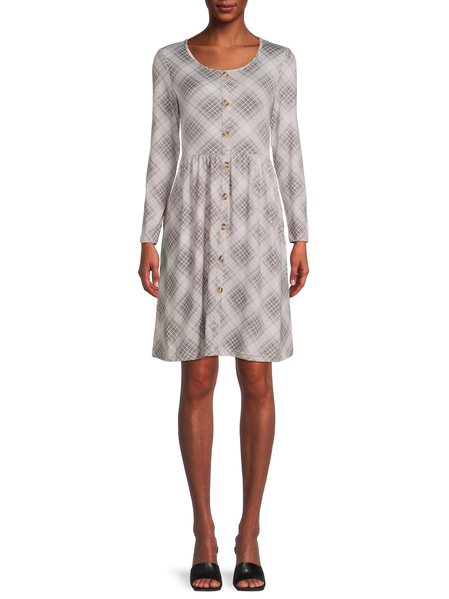 Nine.Eight Women's Button-Down Skater Dress, Sizes XS-3XL - Walmart.com