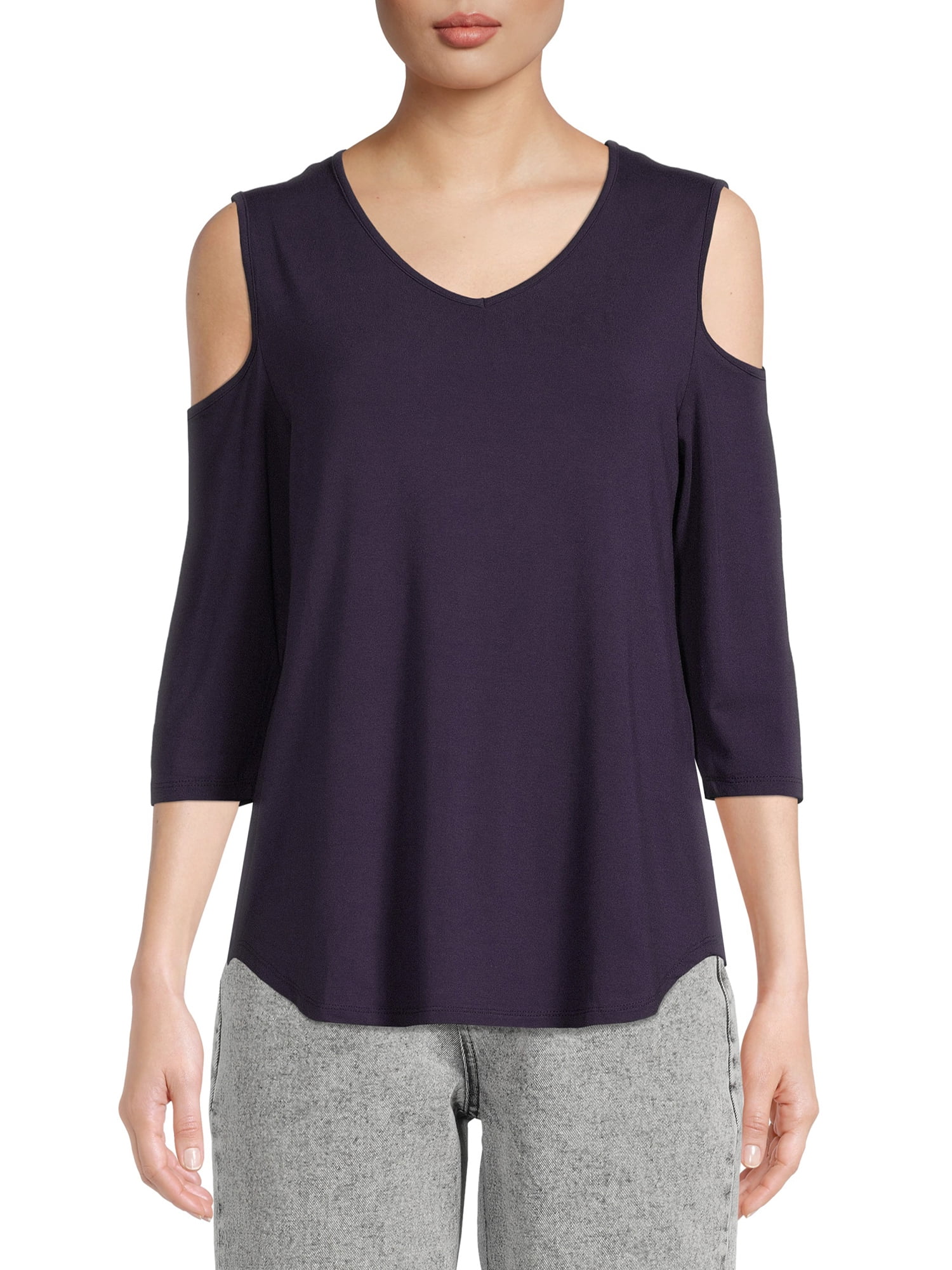 Nine.Eight Women’s Cold Shoulder Blouse - Walmart.com