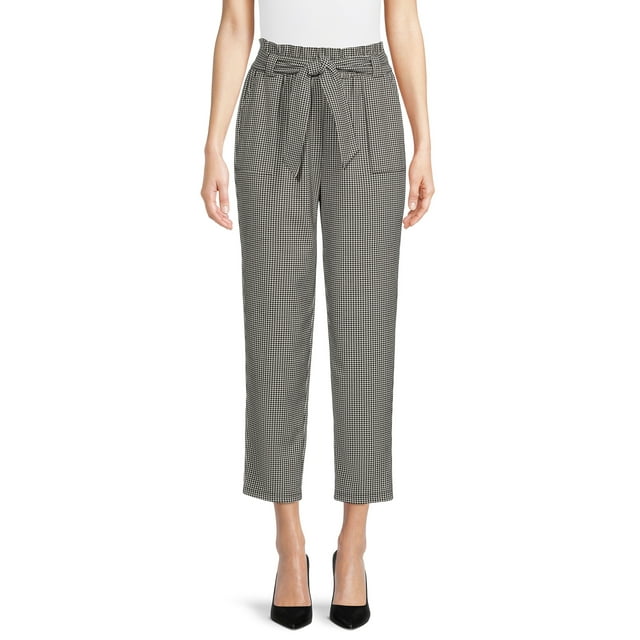 Nine.Eight Women’s Cropped Paper Bag Waist Pants - Walmart.com