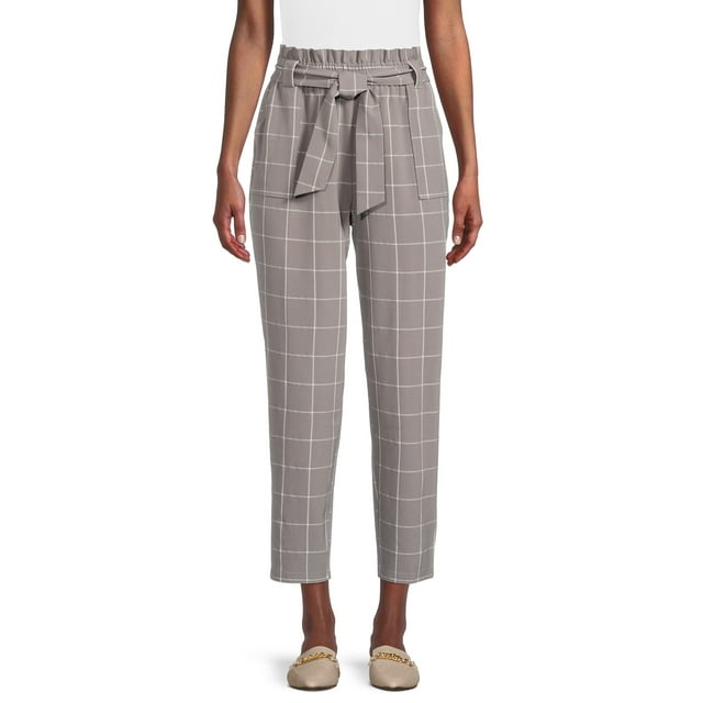 Nine.Eight Women’s Cropped Paper Bag Waist Pants - Walmart.com