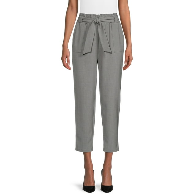 Nine.Eight Women’s Cropped Paper Bag Waist Pants - Walmart.com