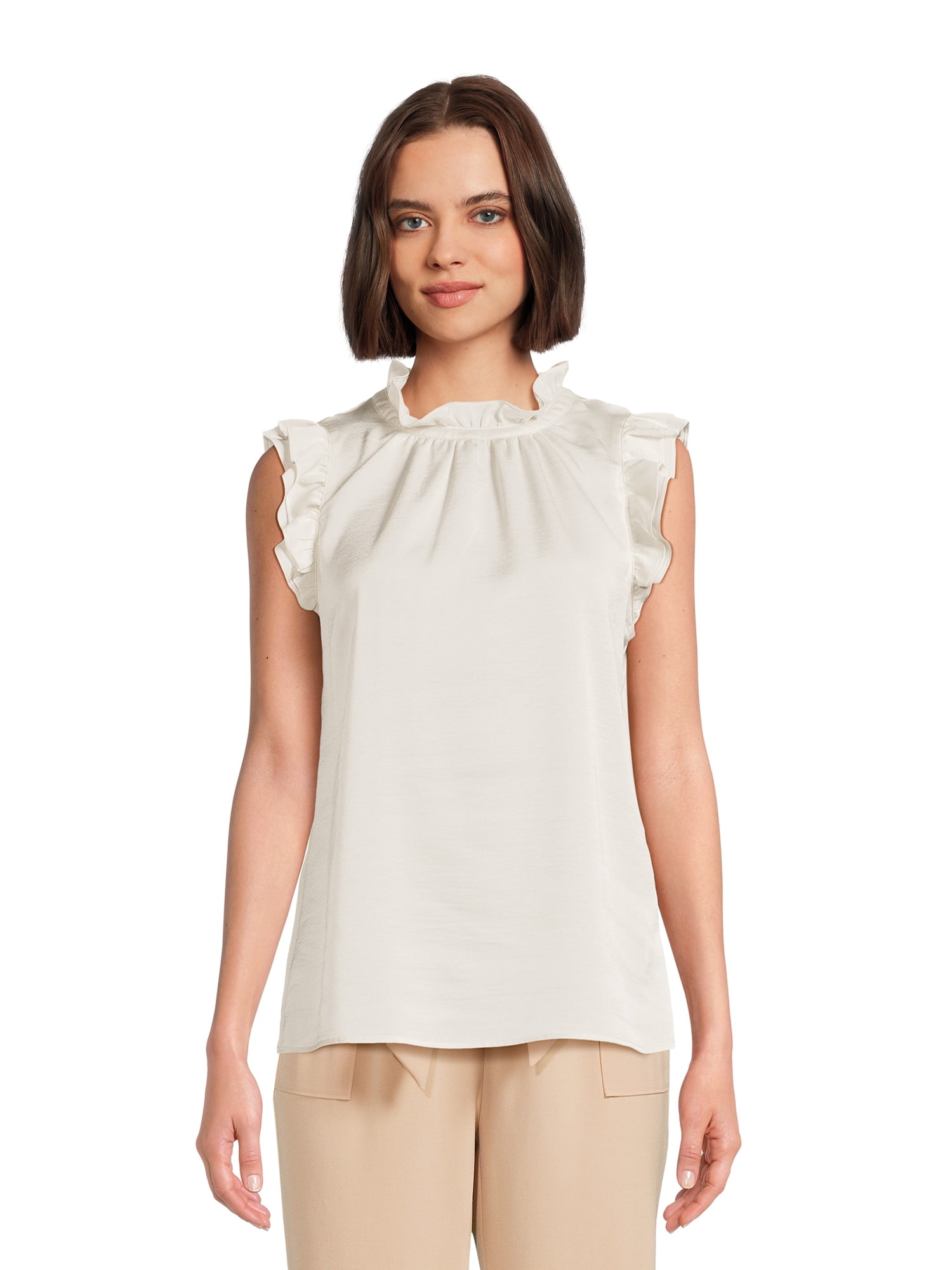 Nine.Eight Women's High Neck Ruffle Blouse - Walmart.com