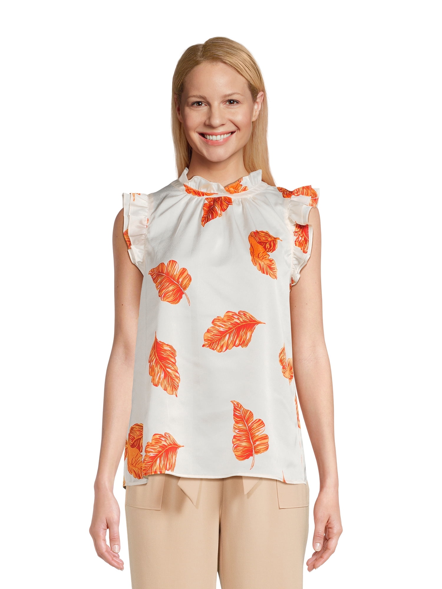 Nine.Eight Women's High Neck Ruffle Blouse - Walmart.com