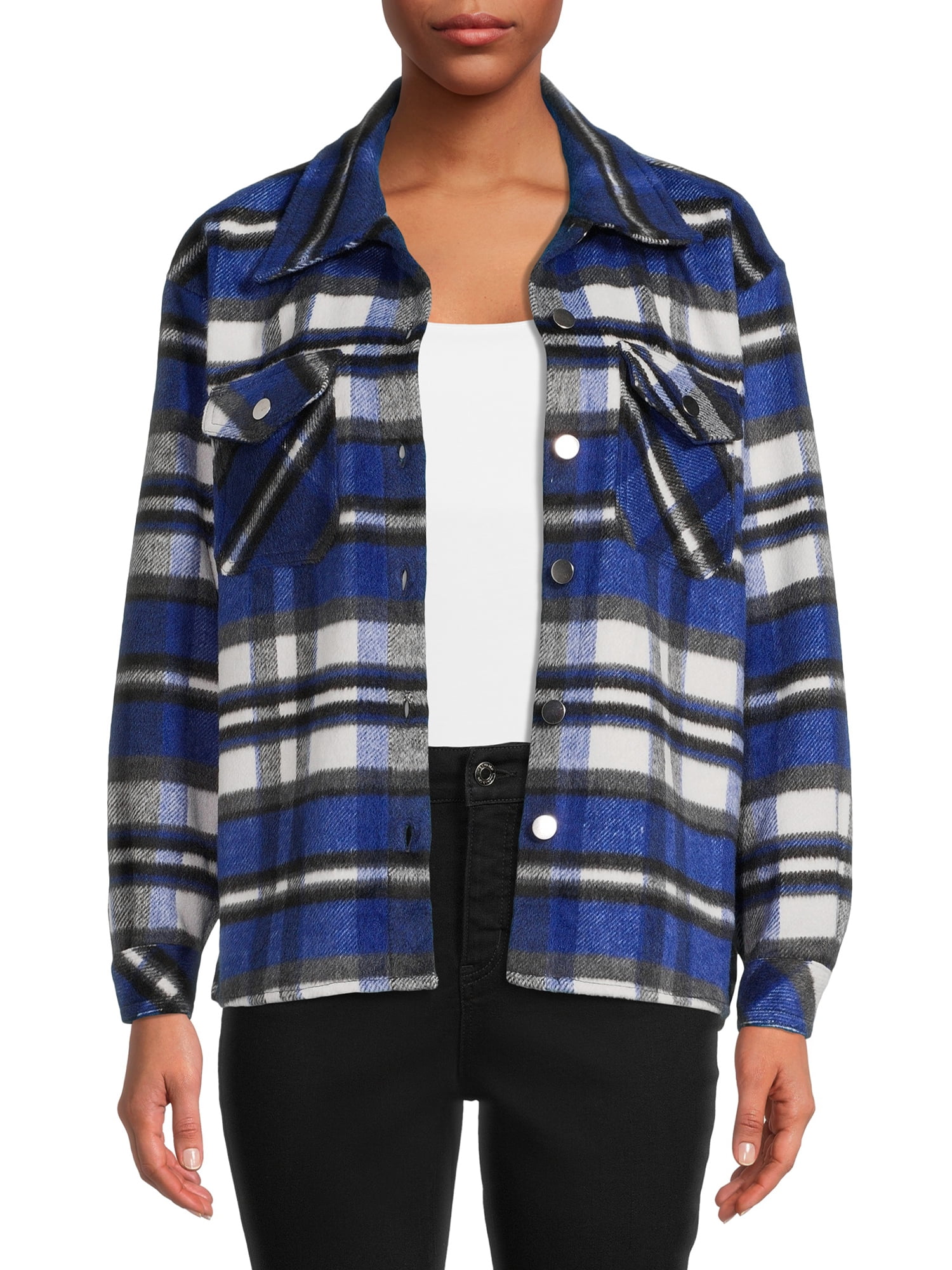 Nine.Eight Women’s Plaid Shacket - Walmart.com