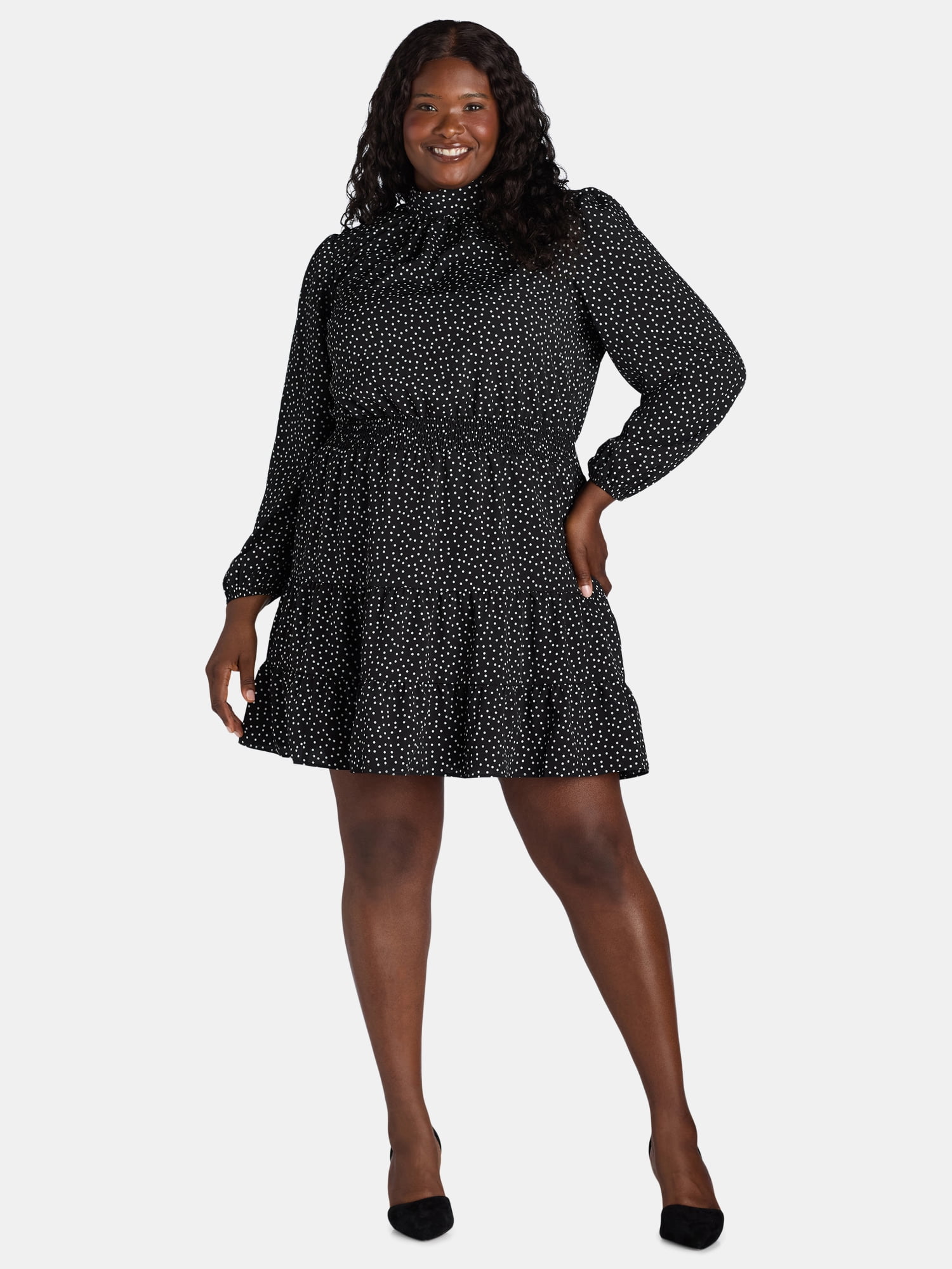 Nine.Eight Mock Neck Mini Dress Plus Size - Walmart.com