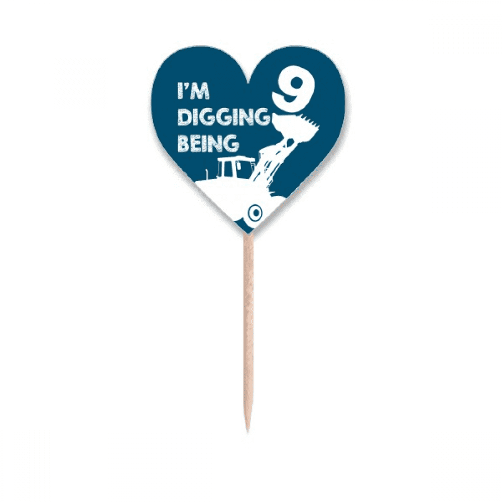 Nine Excavator Project Birthday Toothpick Flags Heart Lable Cupcake ...