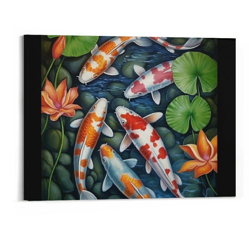 Nine Koi Fish Wall Art Animal Wall Decor Canvas Prints Oil Paintings ...