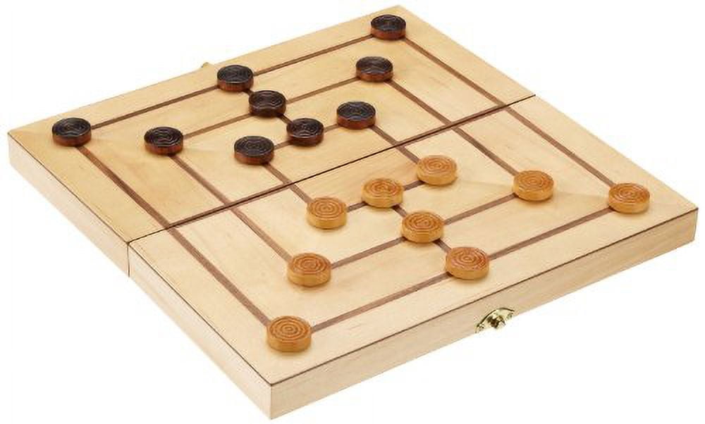Nine Mens Morris Game with Folding Wooden Board and Wooden Pieces, by ...