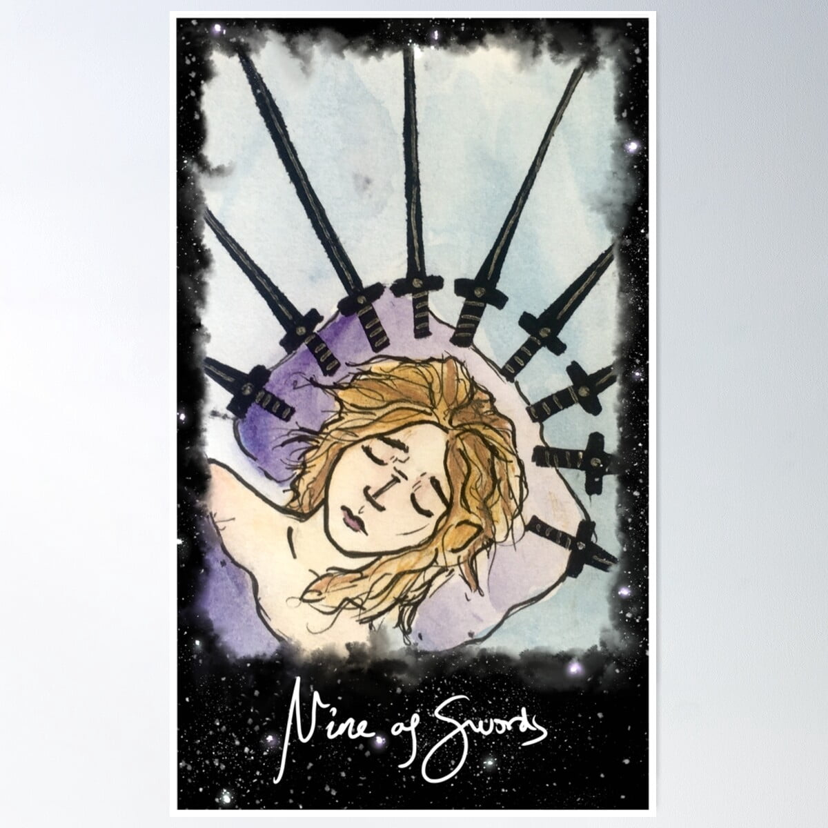 Nine Of Swords: Tarotverse Tarot Deck Poster Wall Art, Modern Wall ...