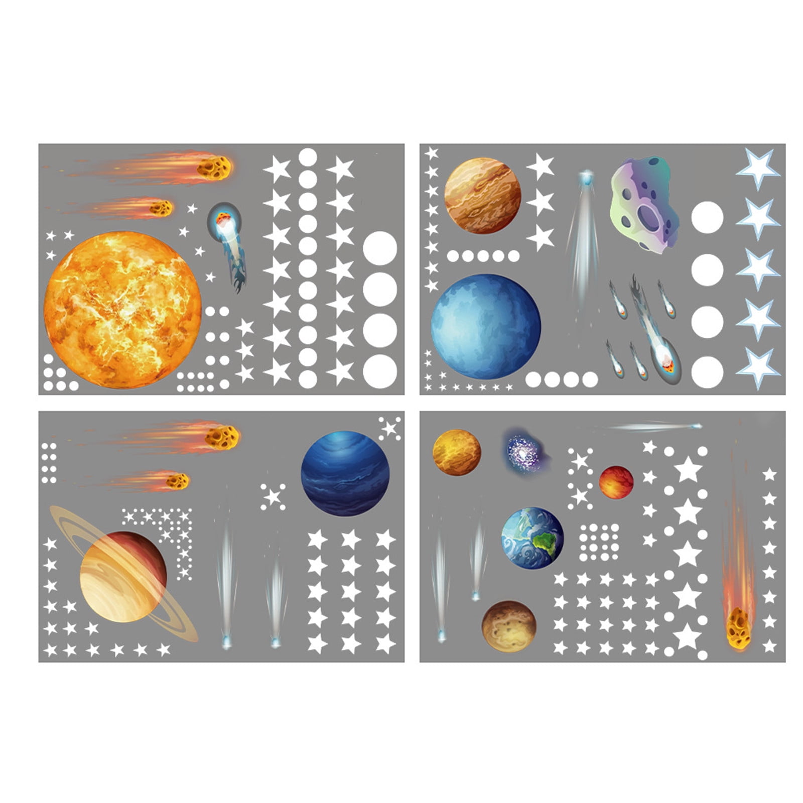 Nine Planets Luminous Stickers, Solar System Decor, 397PCS Glowing ...