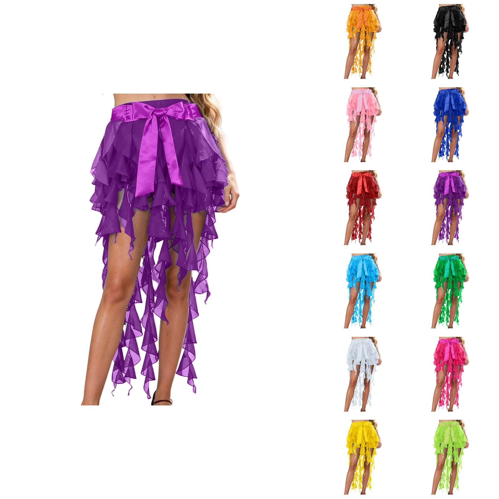 Nine Scarf Belly Dance Belt, Flowy Chiffon Wrap Sash with Tassels ...