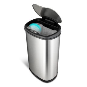 Nine Stars Automatic Trash Can, 13 Gal Stainless Steel, Motion Sensor ...