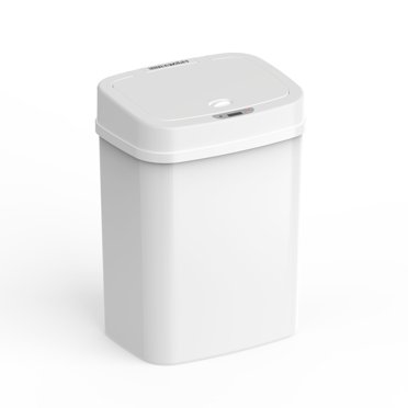 iDesign 3.3-Gallon Metal Pail Trash Bucket Wastebasket with Wooden ...