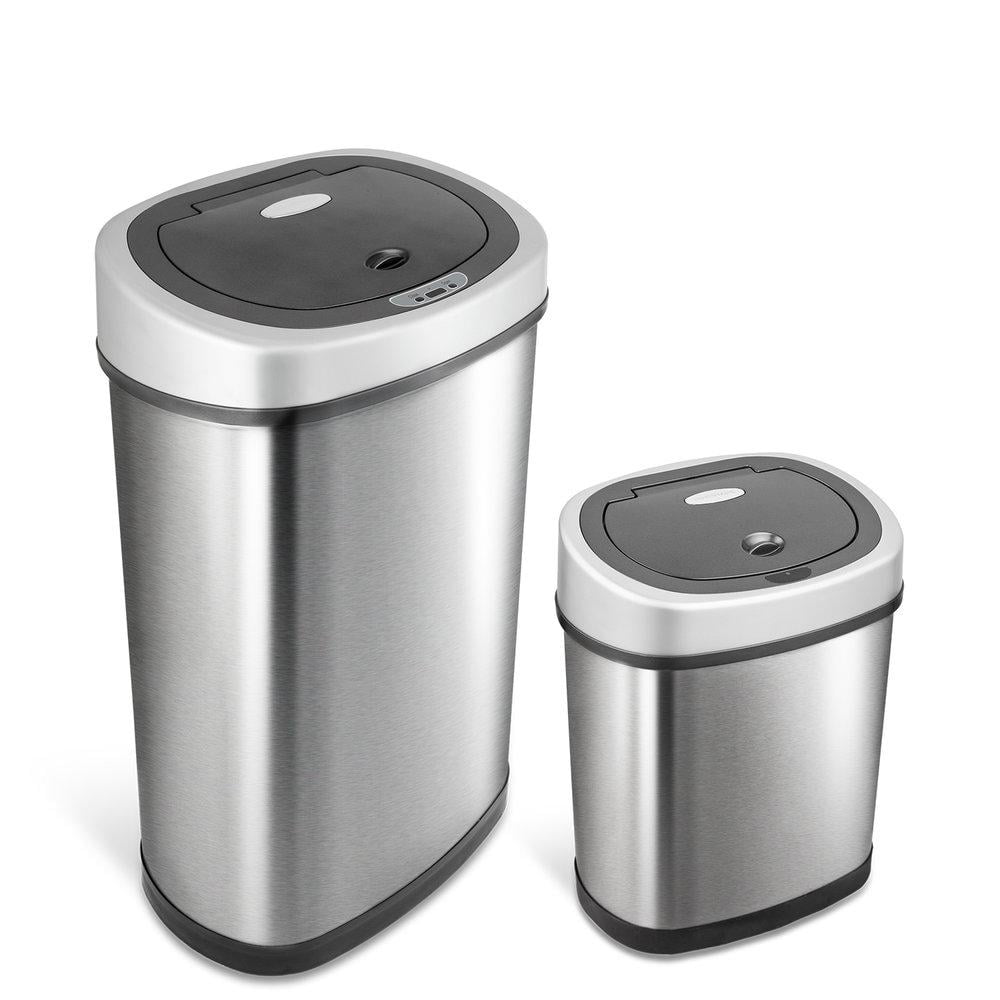 Nine Stars Dual Kitchen Garbage Can Set, Touch Free Infrared Motion ...