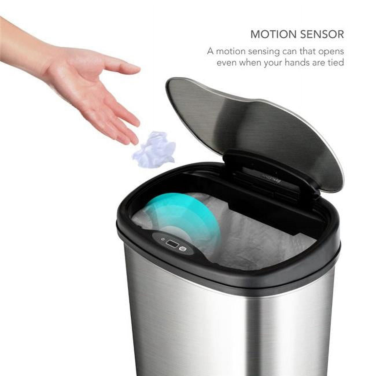 Nine Stars DZT-50-25 Motion Sensor Trash Can, Large, Silver - Walmart.com