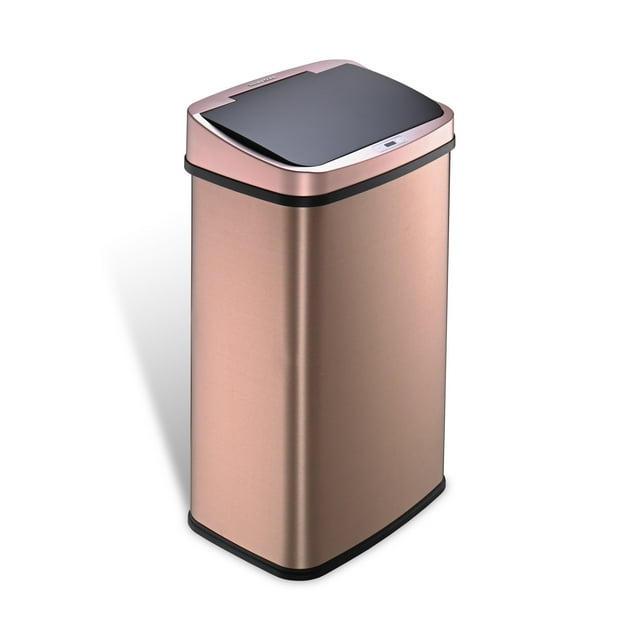 Nine Stars Touchless 13.2 Gal Motion Sensor Trash Can, Gold Stainless ...