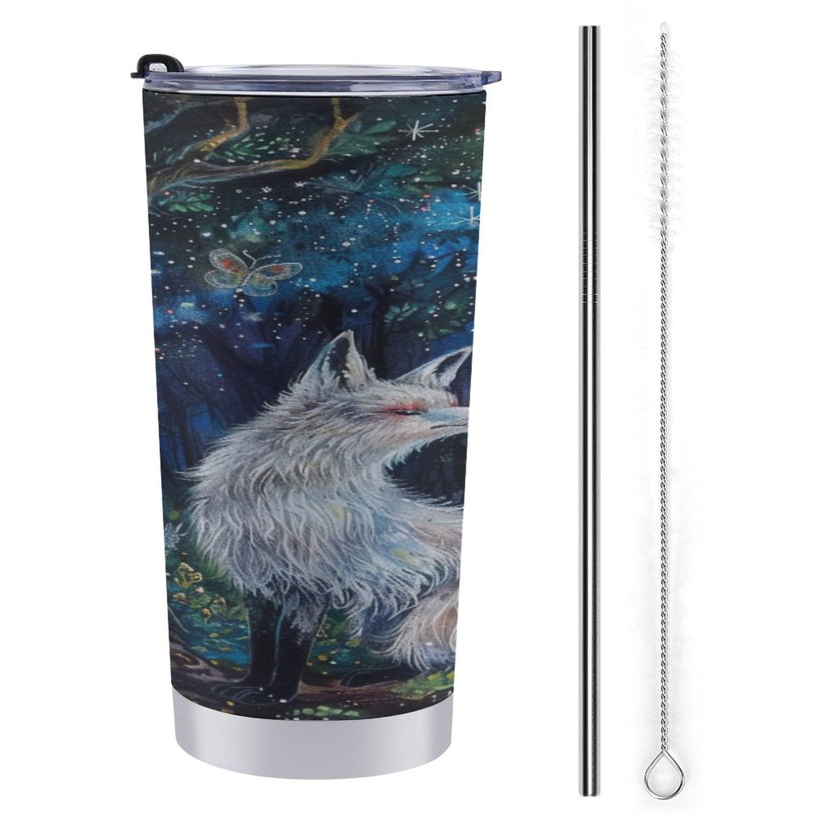 Nine Tailed Fox Chasing Butterfly 20oz Tumbler with Lids And Straws ...