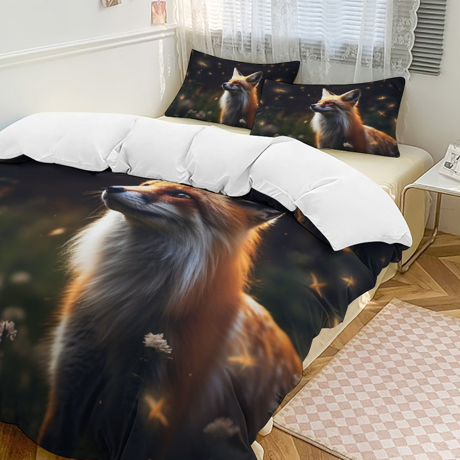 Nine Tailed Fox Chasing Butterfly 3 Pieces Duvet Cover with Zipper ...