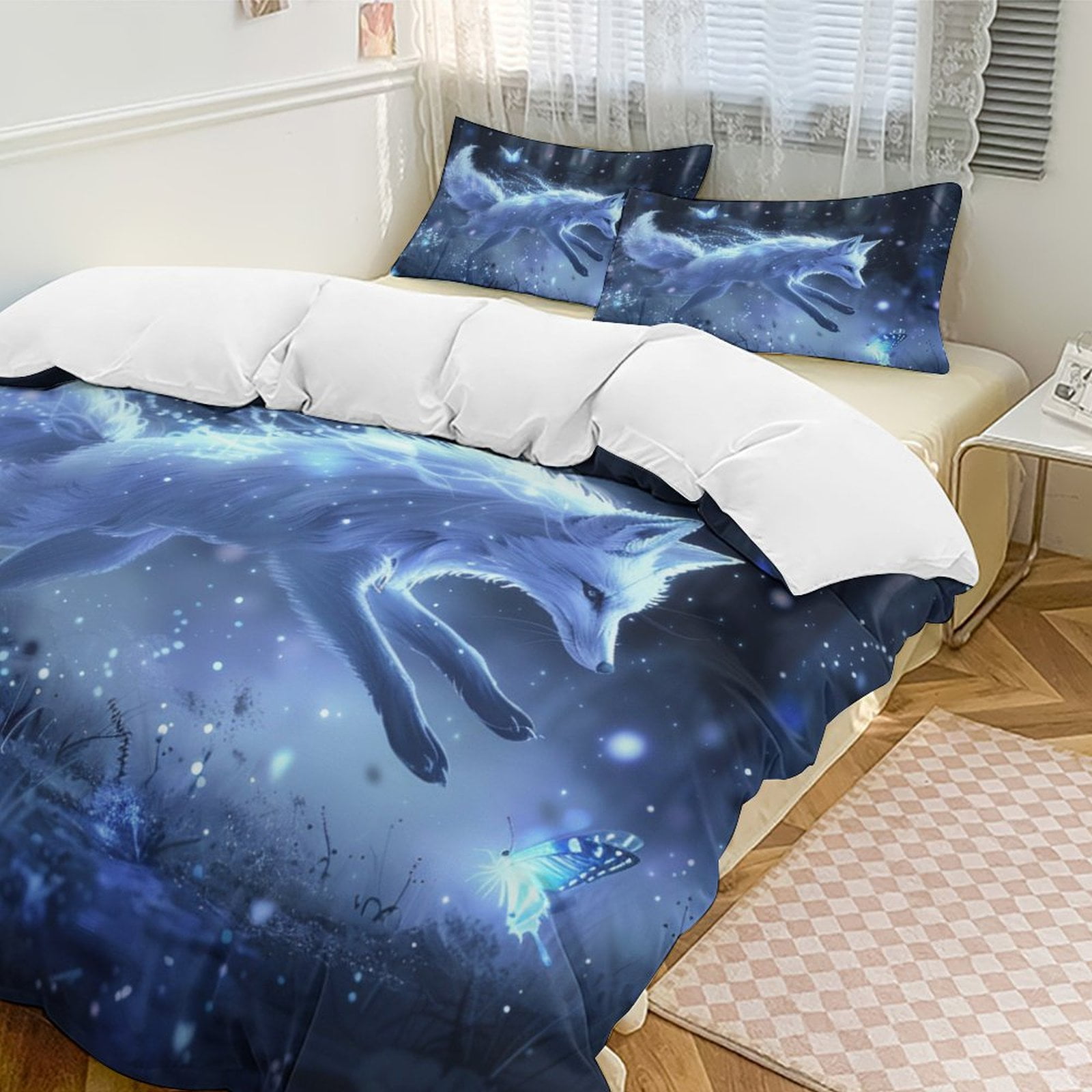 Nine Tailed Fox Chasing Butterfly 3D Duvet Cover Set Quilt Cover Theme ...