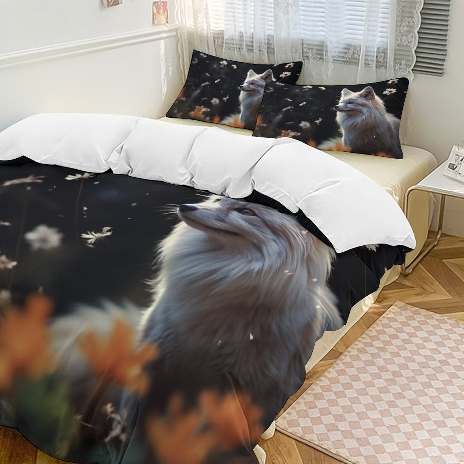 Nine Tailed Fox Chasing Butterfly 3D Duvet Cover Set Quilt Cover Theme ...