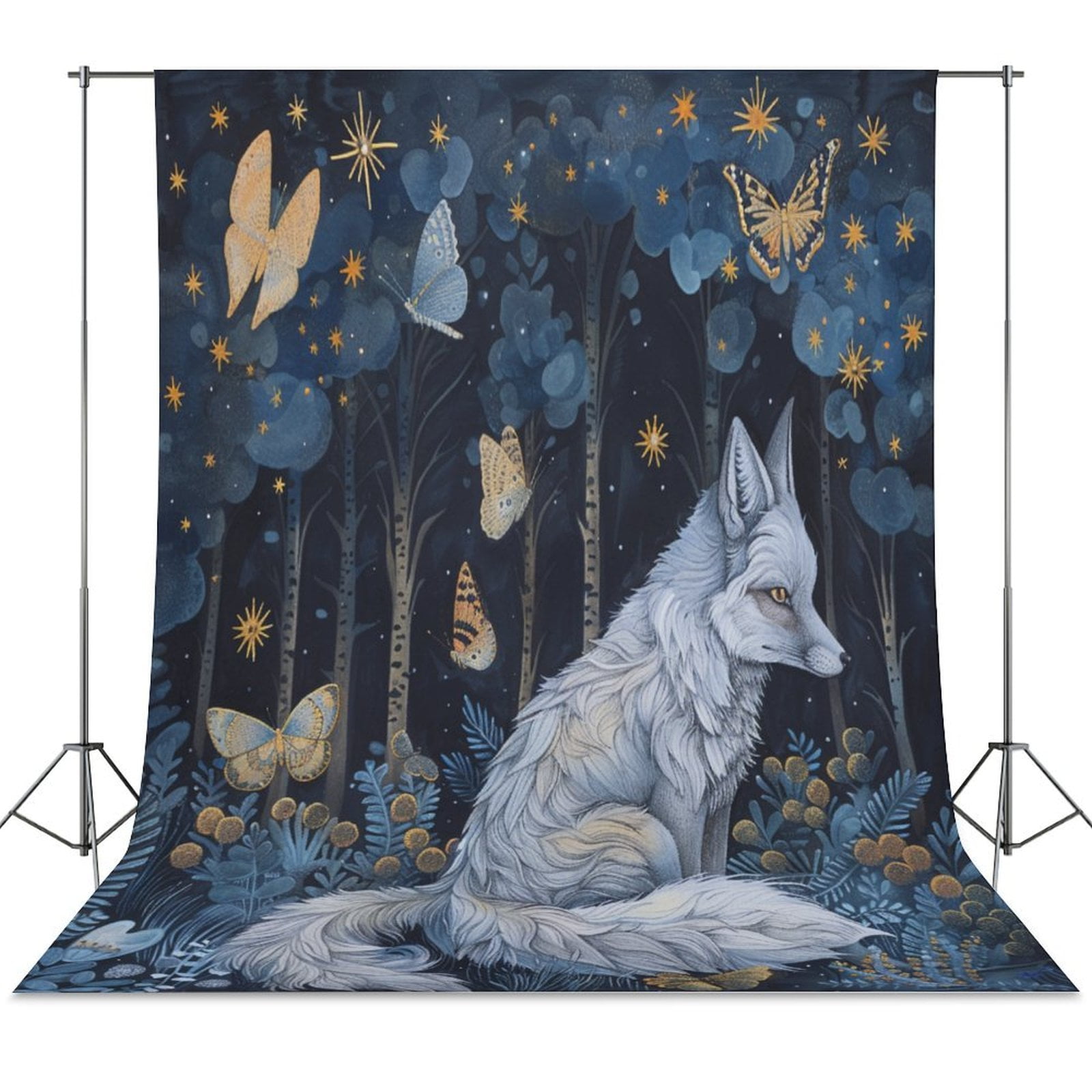 Nine Tailed Fox Chasing Butterfly Backdrop Background for Photography ...