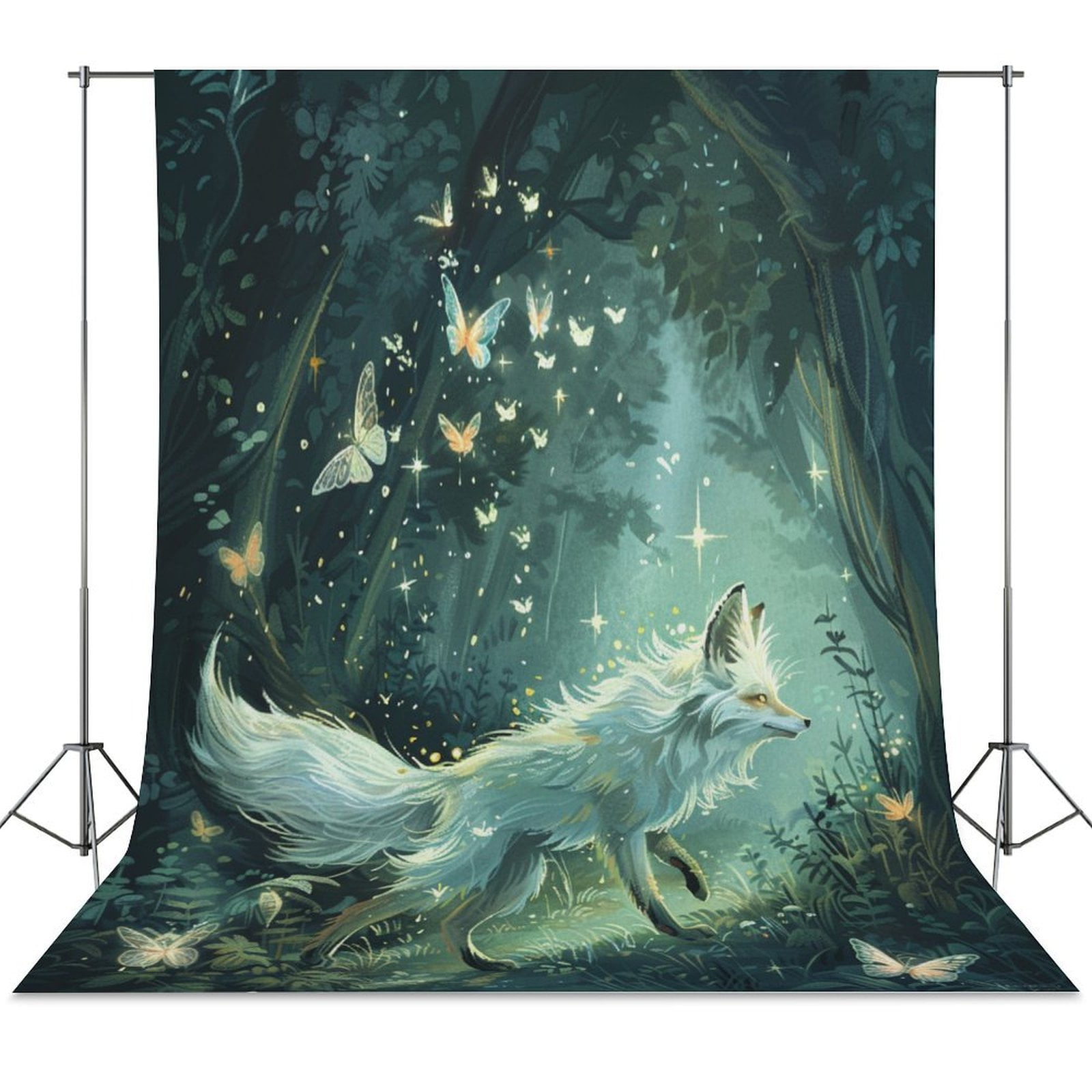 Nine Tailed Fox Chasing Butterfly Backdrops for Photography Kids Adult ...