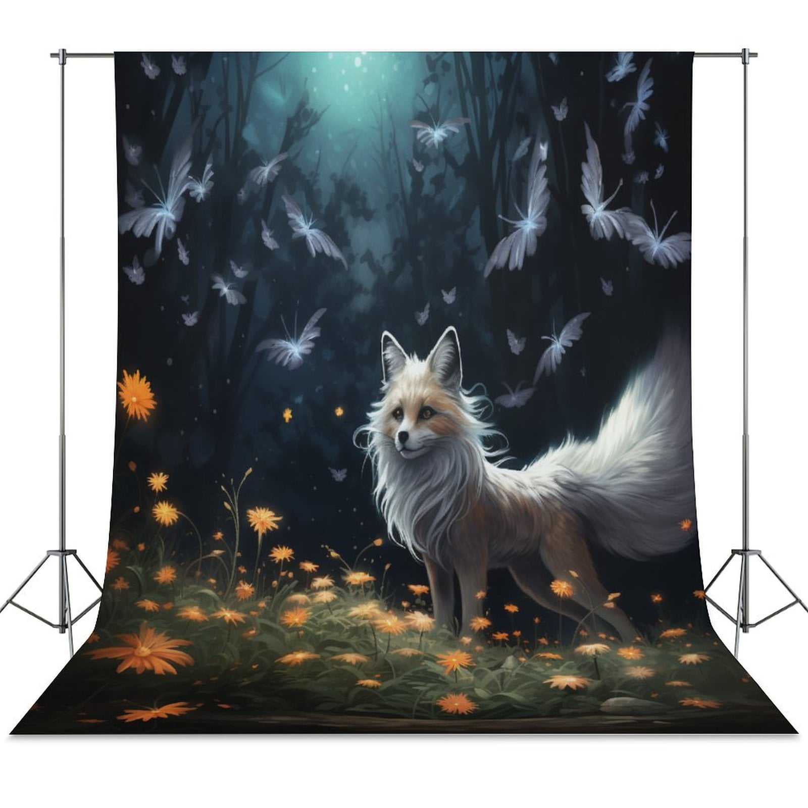 Nine Tailed Fox Chasing Butterfly Backdrops for Photography for Party ...