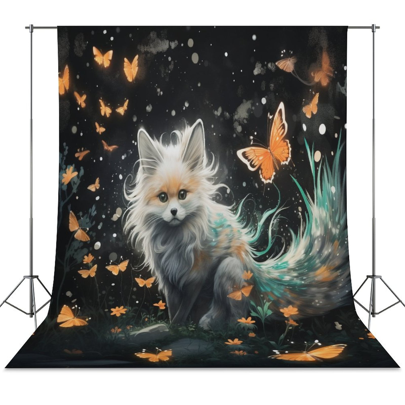 Nine Tailed Fox Chasing Butterfly Backdrops for Photography for Party ...