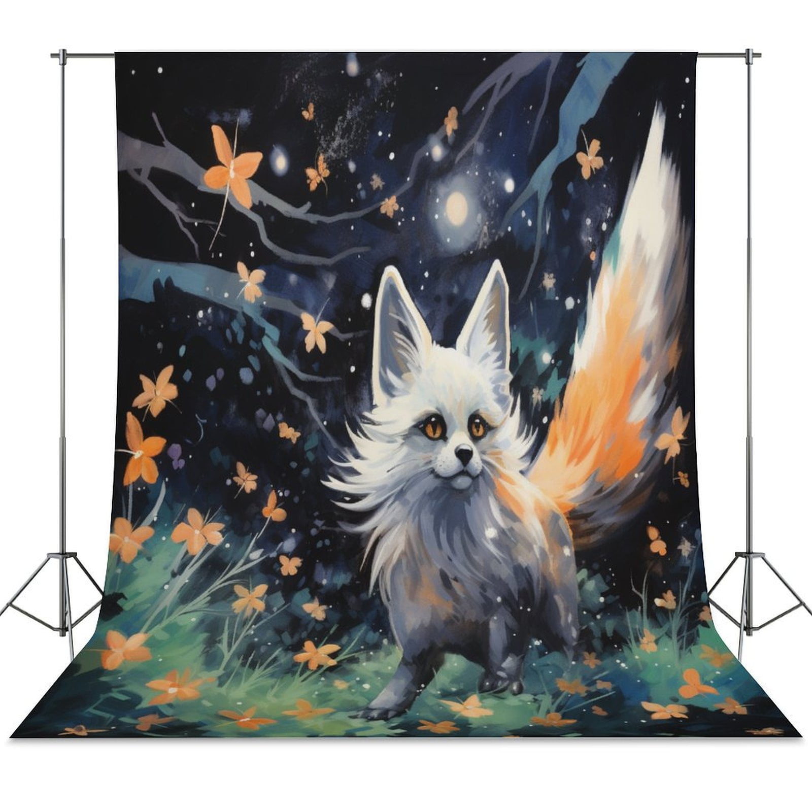Nine Tailed Fox Chasing Butterfly Backdrops for Photography for Party ...