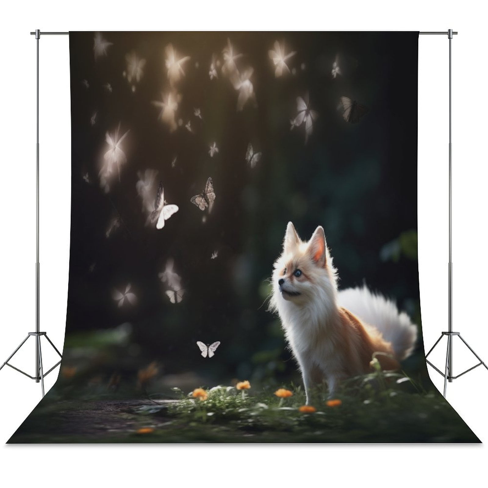 Nine Tailed Fox Chasing Butterfly Backdrops for Photography for Party ...