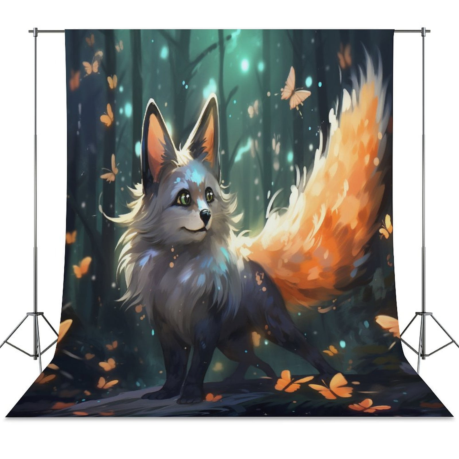 Nine Tailed Fox Chasing Butterfly Backdrops for Photography for Party ...