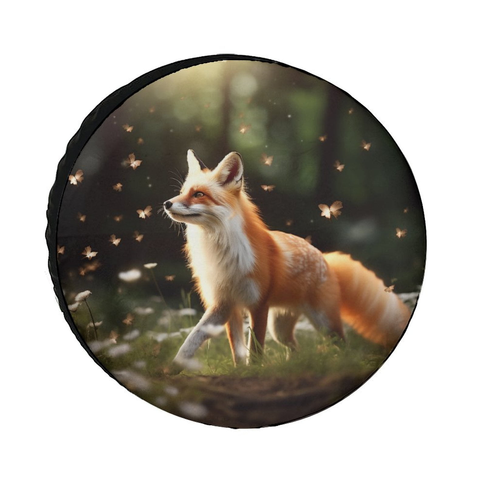 Nine Tailed Fox Chasing Butterfly Spare Tire Cover for Trailer ...