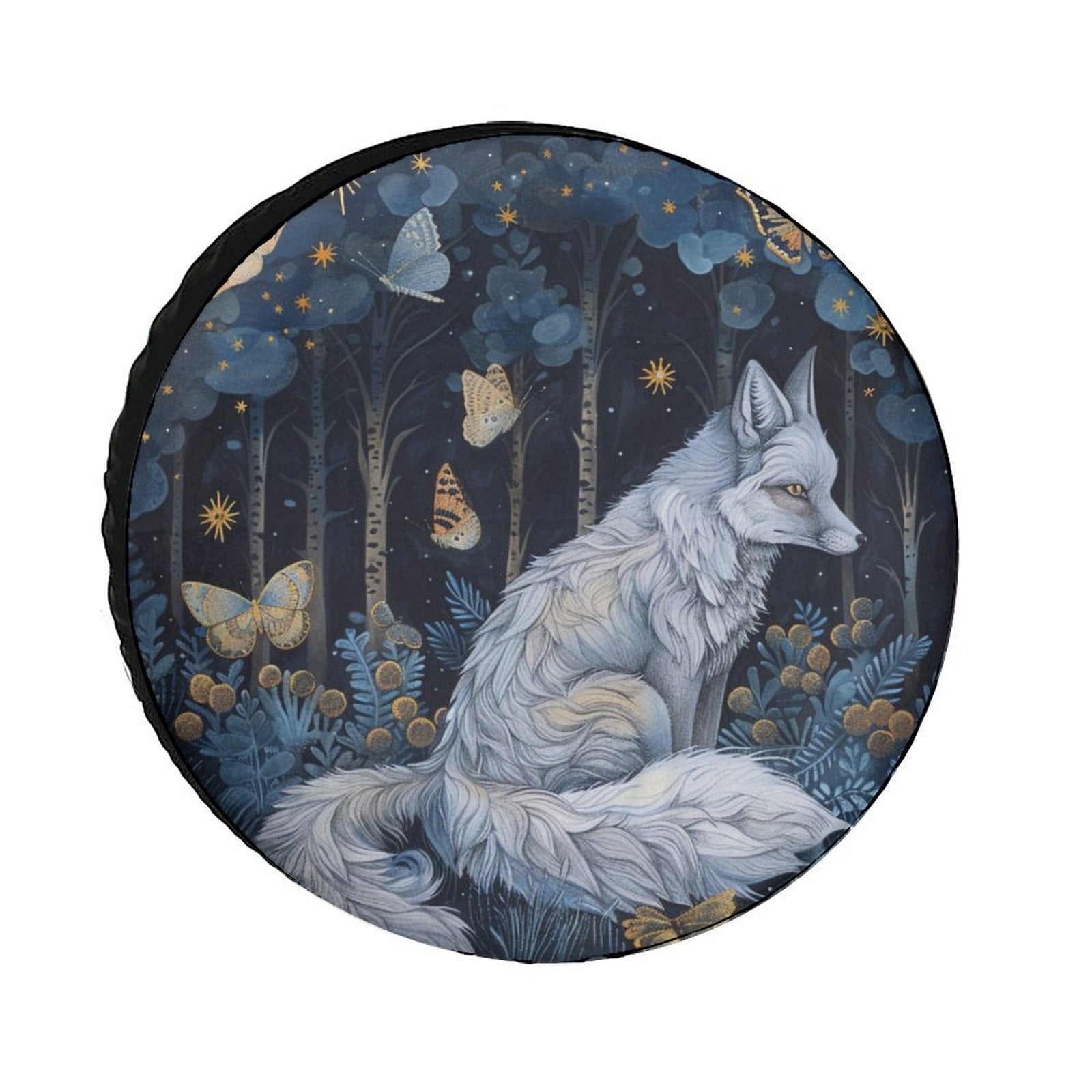 Nine Tailed Fox Chasing Butterfly Spare Tire Cover for Trailer ...
