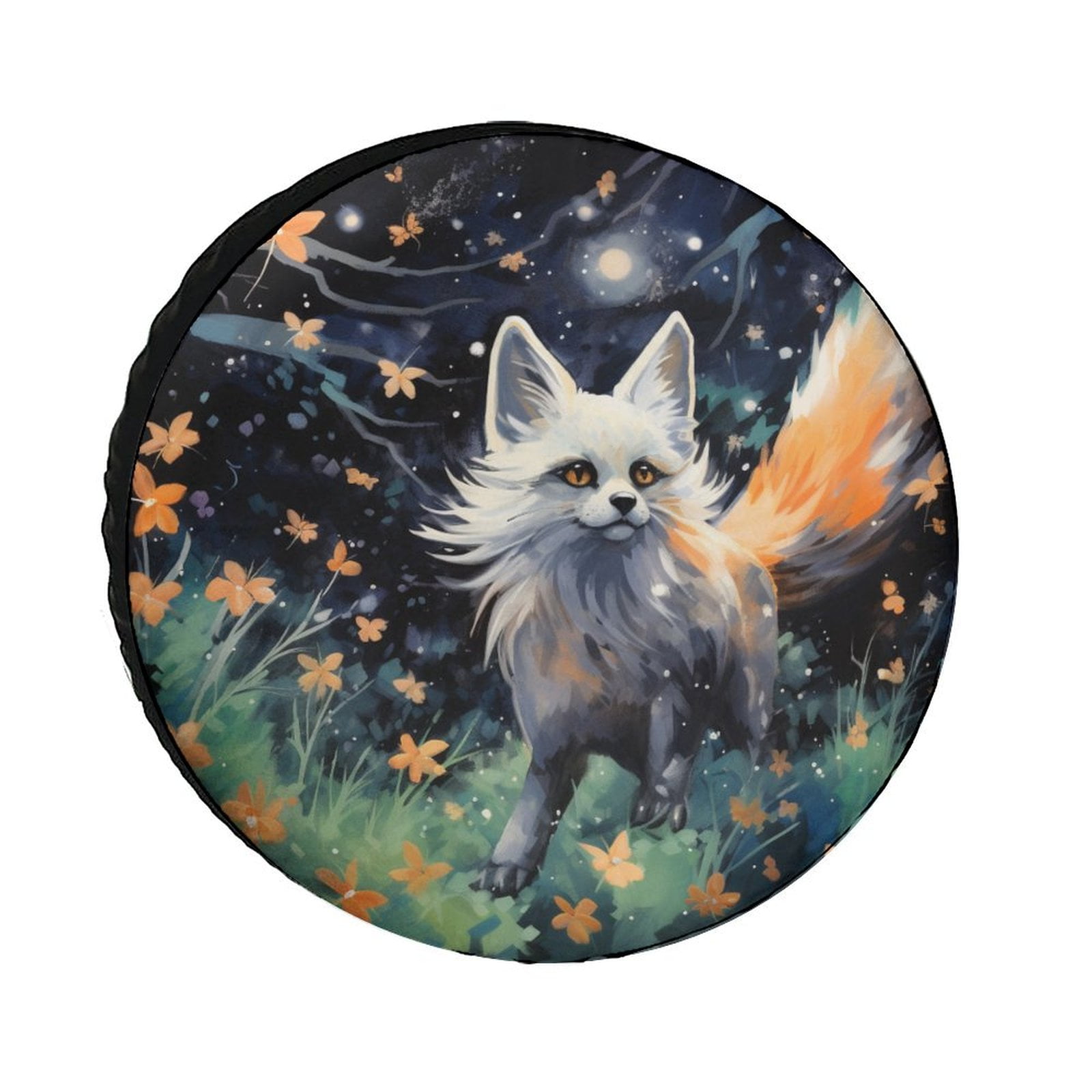 Nine Tailed Fox Chasing Butterfly Spare Tire Cover, Universal Wheel ...