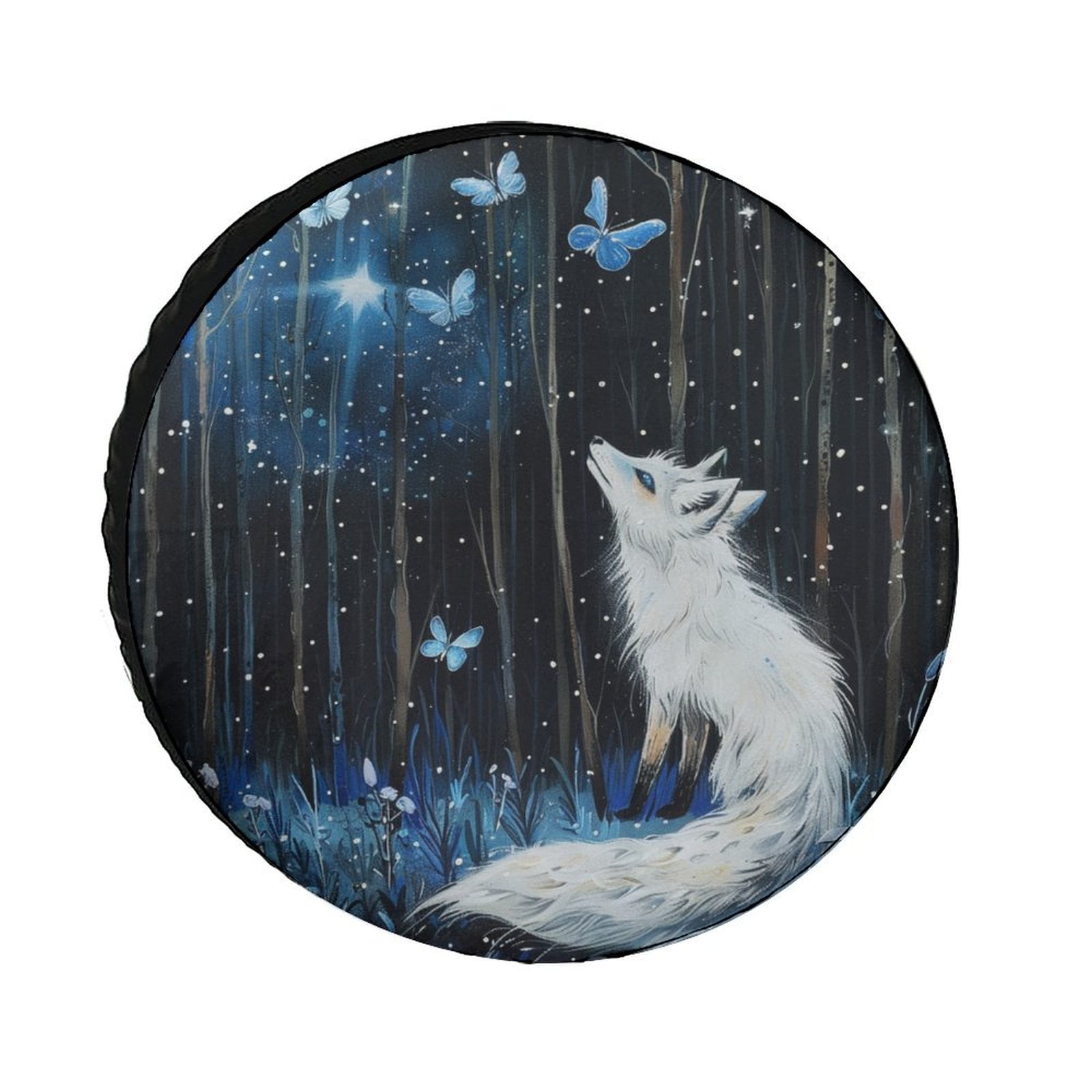 Nine Tailed Fox Chasing Butterfly Spare Tire Cover, Universal Wheel ...