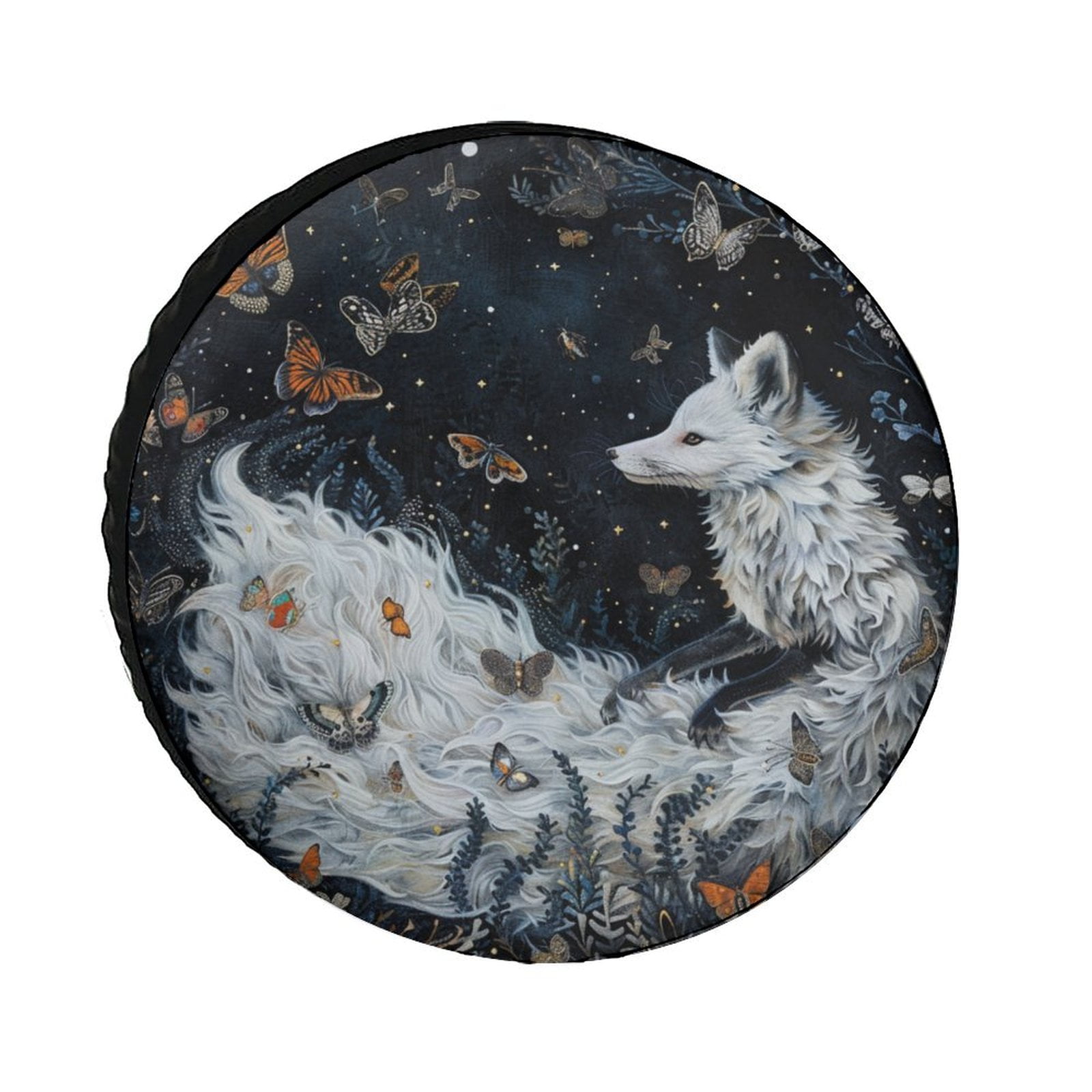 Nine Tailed Fox Chasing Butterfly Spare Tire Cover, Universal Wheel ...