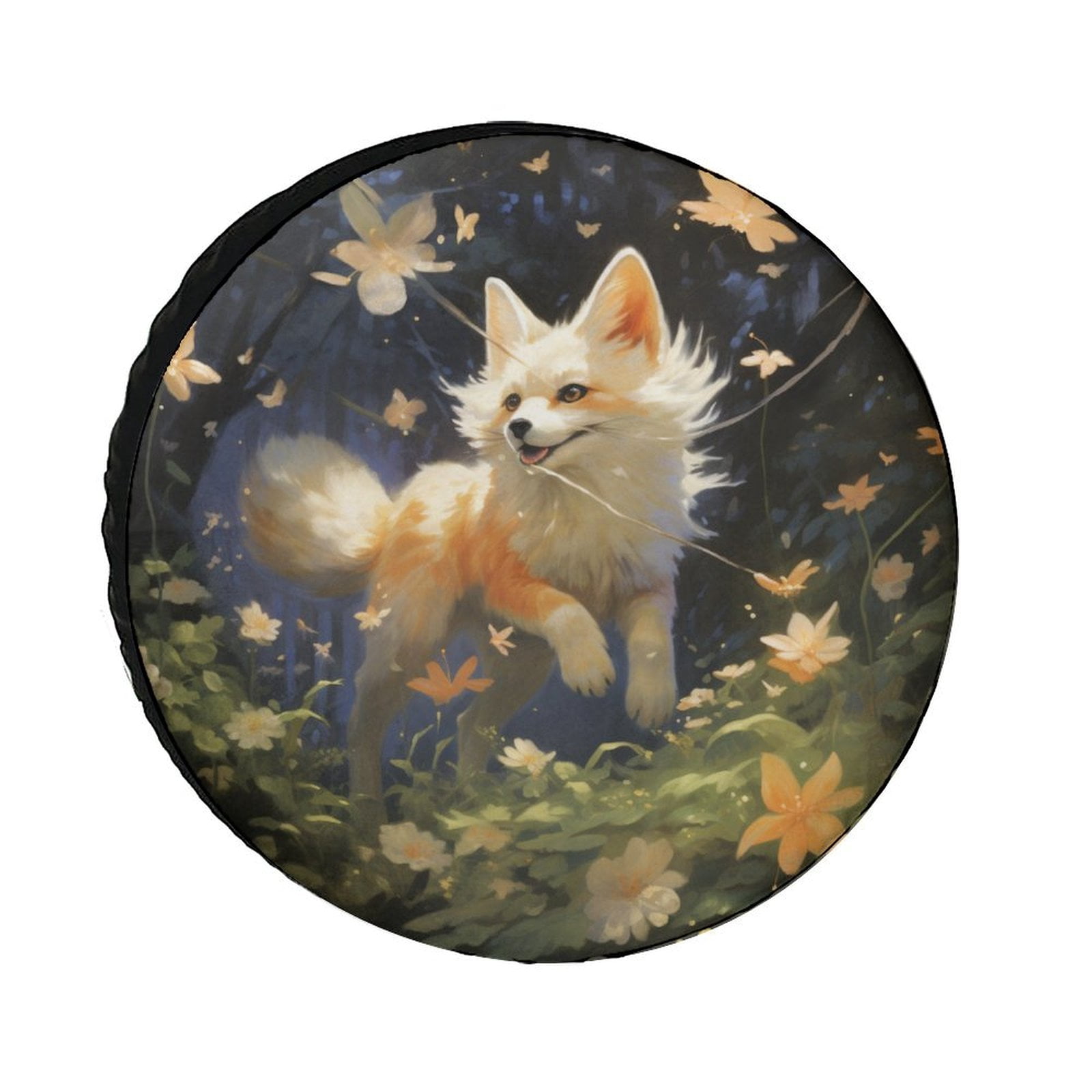 Nine Tailed Fox Chasing Butterfly Spare Tire Cover, Universal Wheel ...