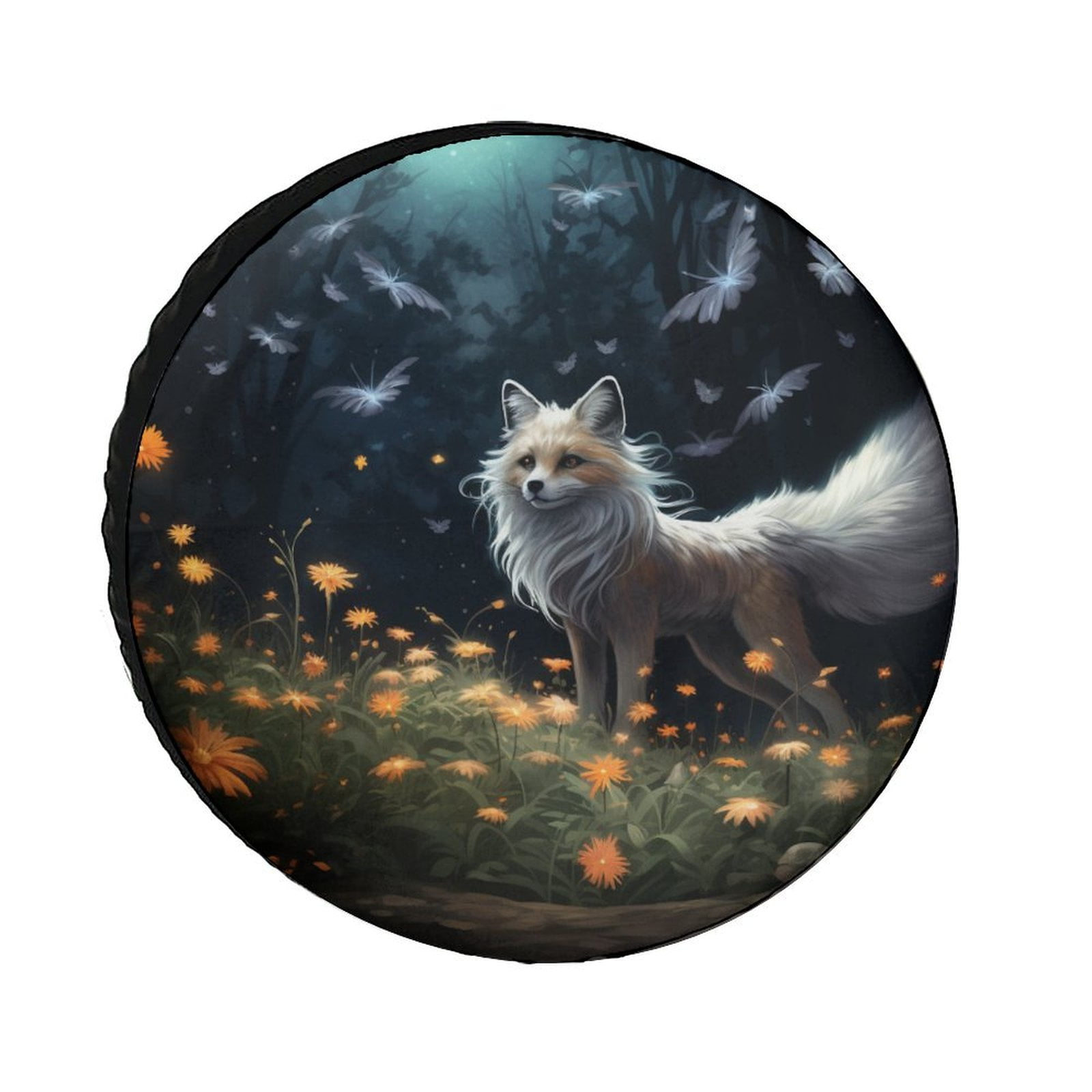 Nine Tailed Fox Chasing Butterfly Spare Tire Cover,Universal Wheel Tire ...