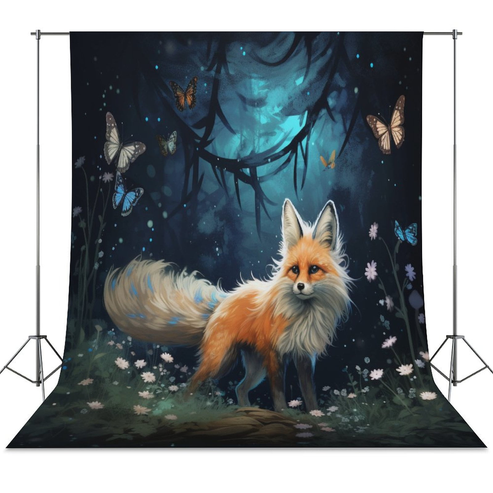 Nine Tailed Fox Chasing Butterfly Spring Backdrop Backdrops for ...