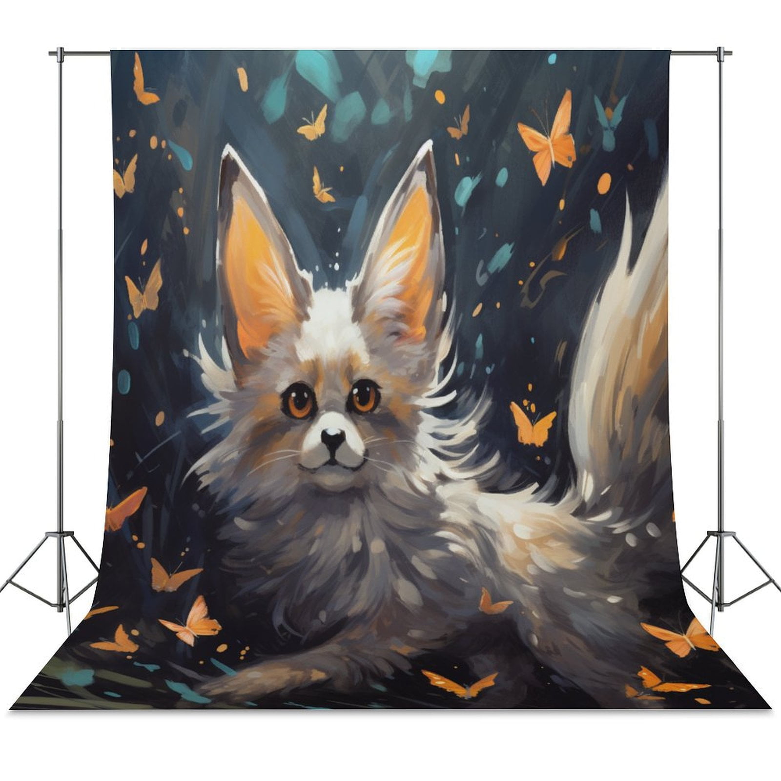 Nine Tailed Fox Chasing Butterfly Spring Backdrop Backdrops for ...