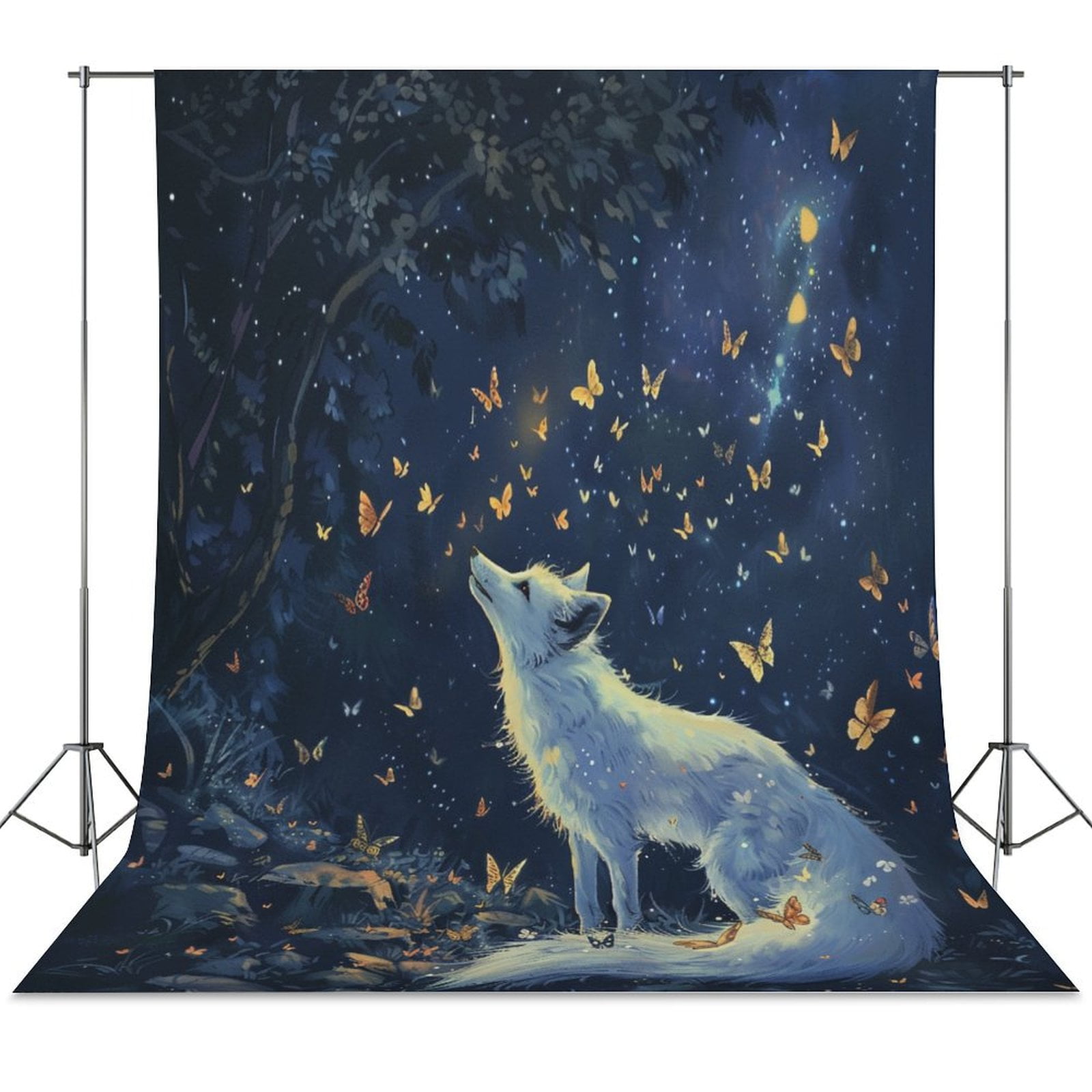 Nine Tailed Fox Chasing Butterfly Spring Backdrop Backdrops for ...