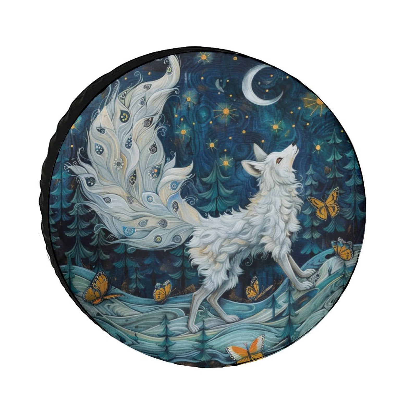 Nine Tailed Fox Chasing Butterfly Tire Cover Waterproof Dust-Proof ...