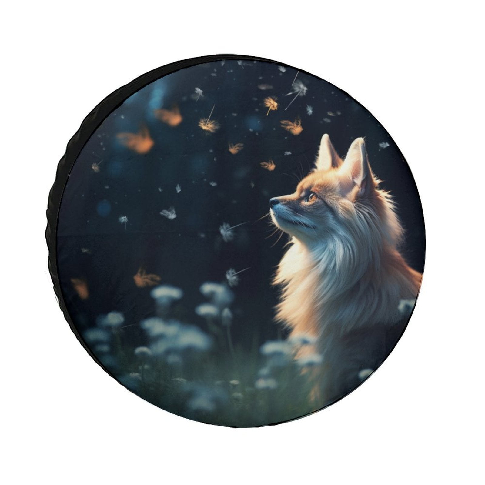 Nine Tailed Fox Chasing Butterfly Tire Cover Waterproof Dust-Proof ...