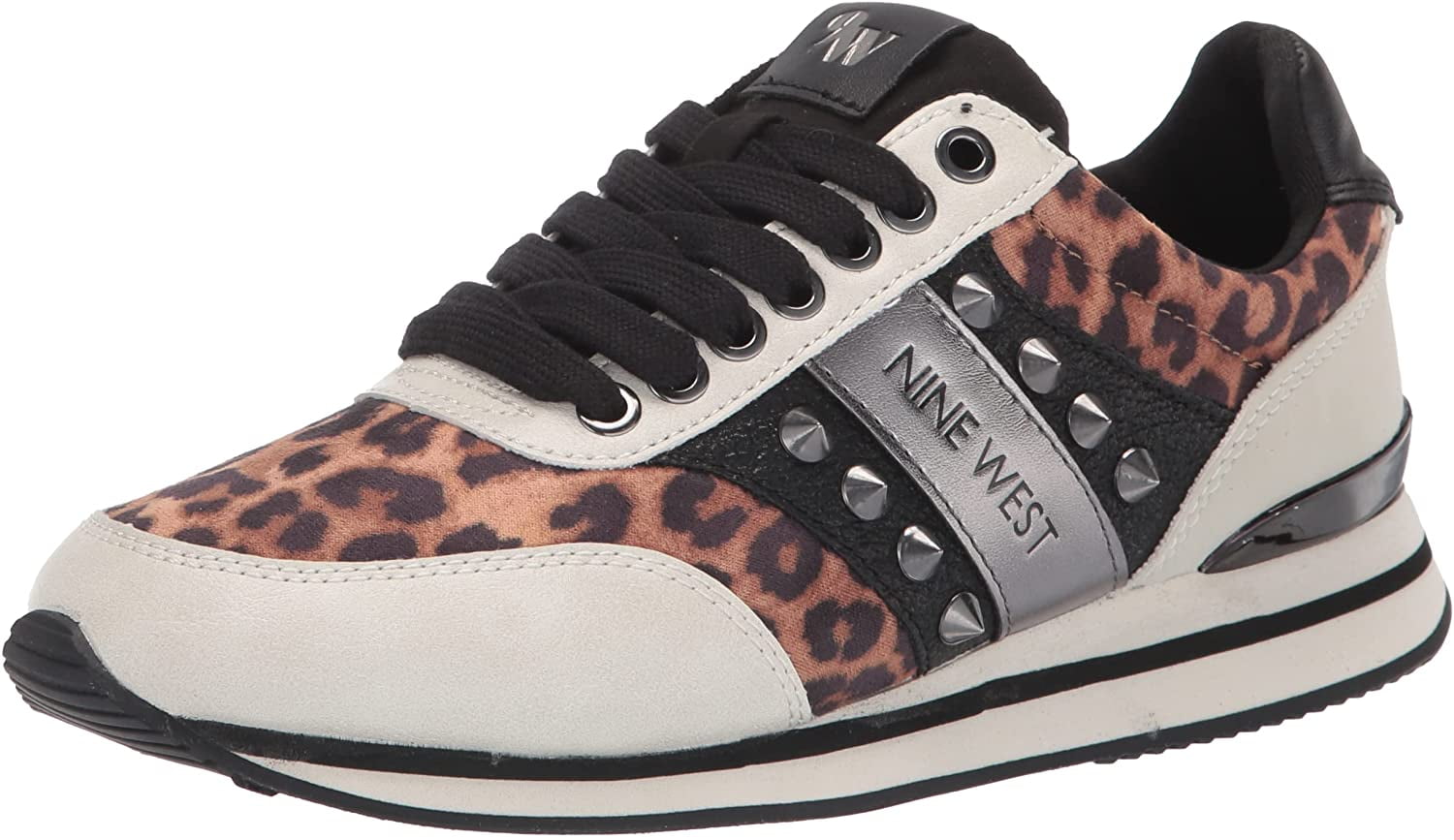 Nine West Bunnie 3 Gunmetal Lace Up Rounded Closed Toe NW Detailed Fashion Sneaker (Gunmetal, 9 ...