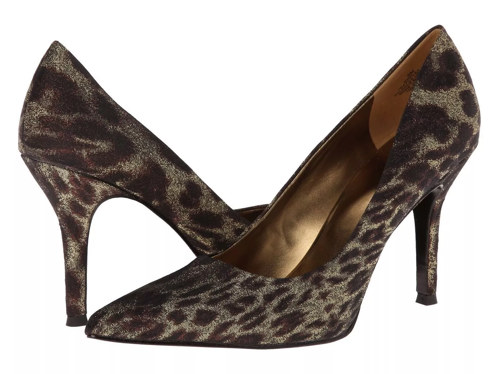 Nine West Flax Bronze Gold Animal Classics Heal Pointy Toe Pump Shoes 7 ...