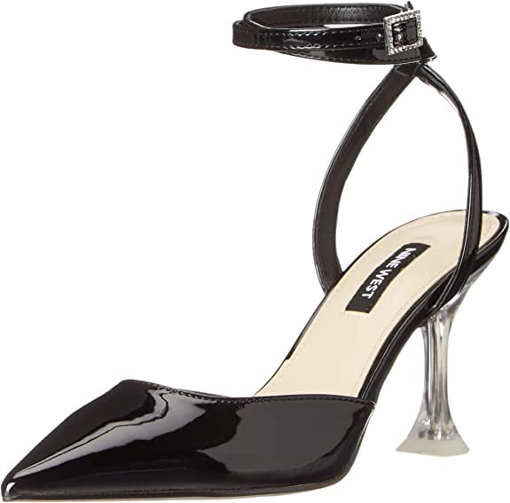 Nine West Harlowe Ankle Strap Pumps, Black Patent Leather, Trendy
